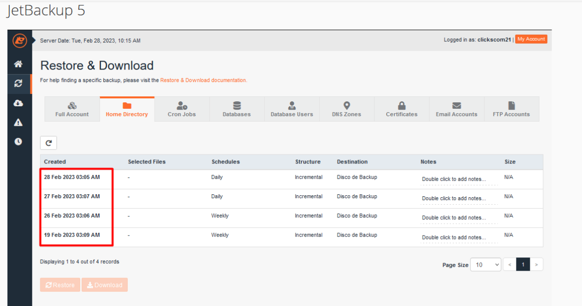 JetBackup: Veja como restaurar um backup - i7 Host